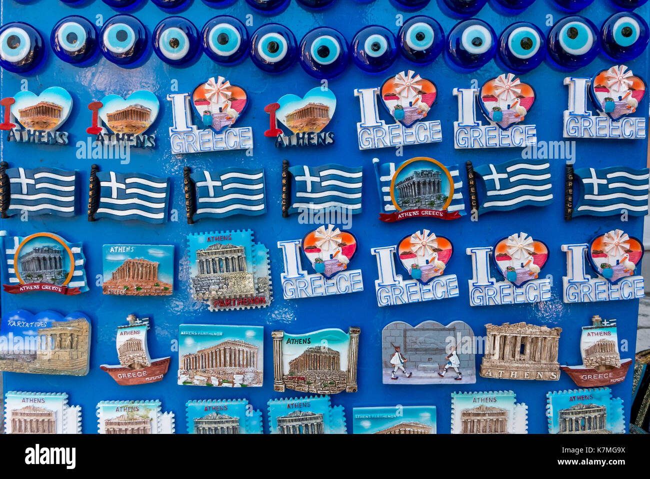 Fridge magnets and other souvenirs in Athens, Greece Stock Photo - Alamy