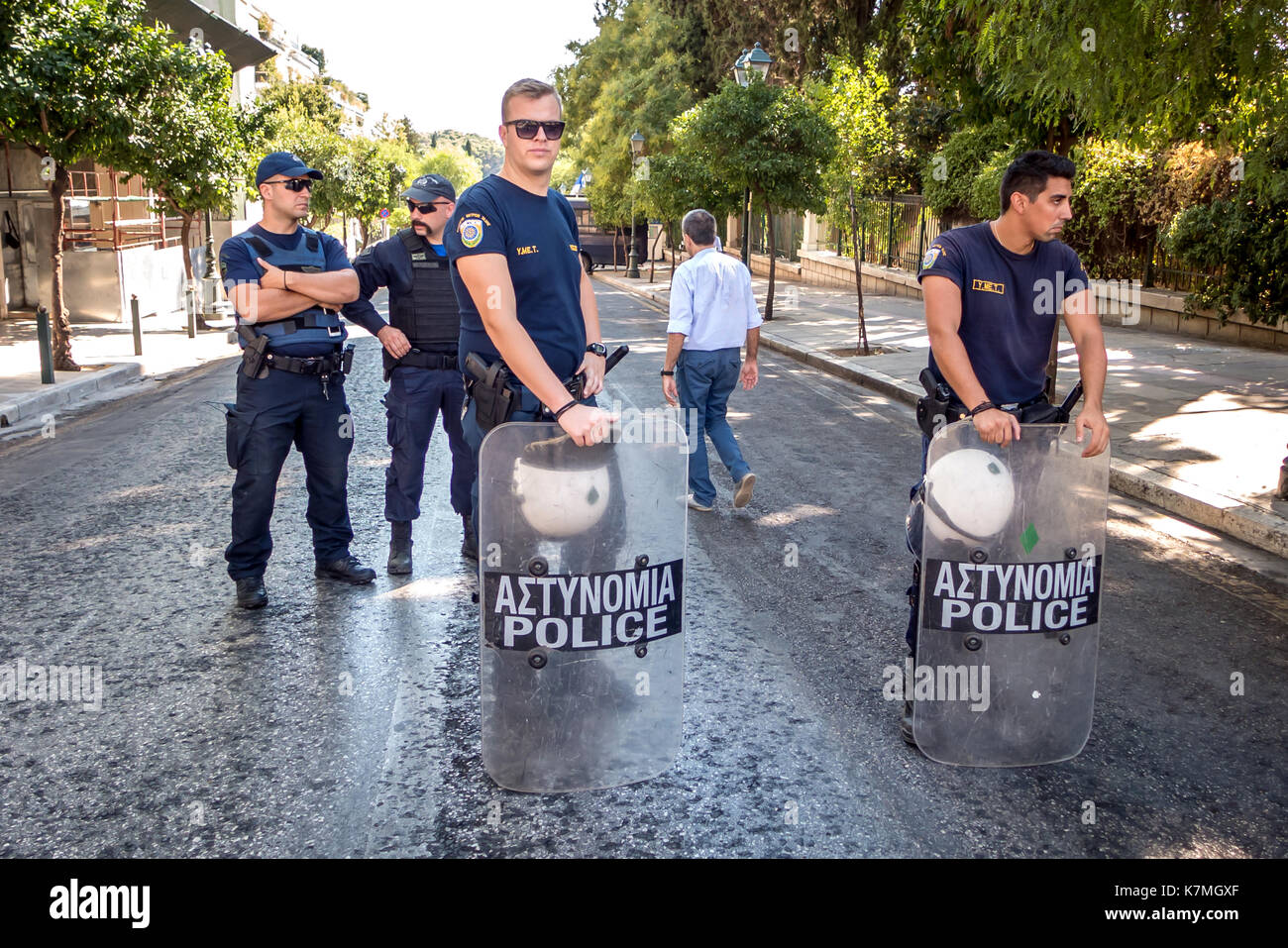 Riot police on duty in Athens, Greece Stock Photo - Alamy