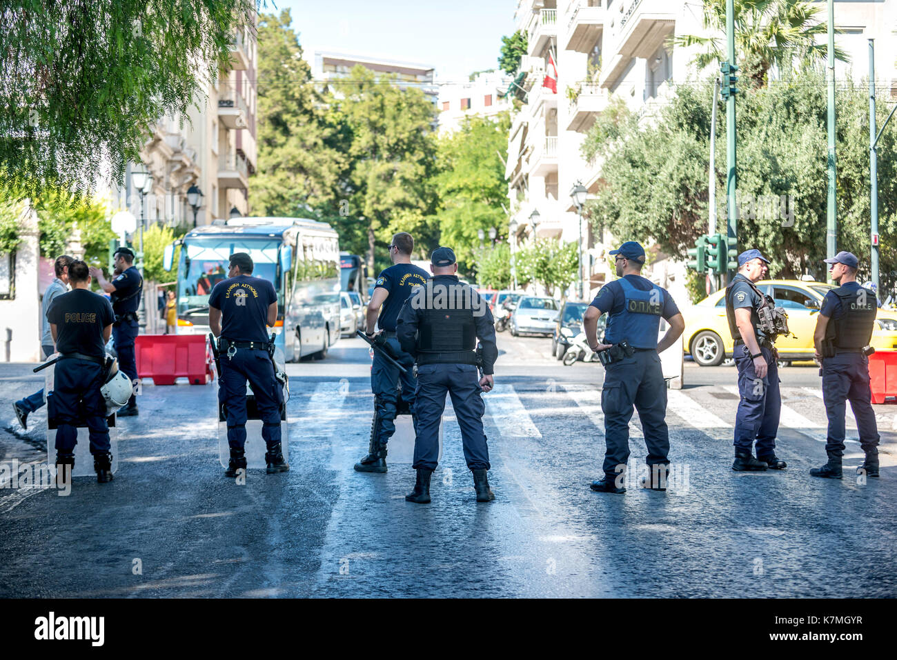 Riot police on duty in Athens, Greece Stock Photo - Alamy