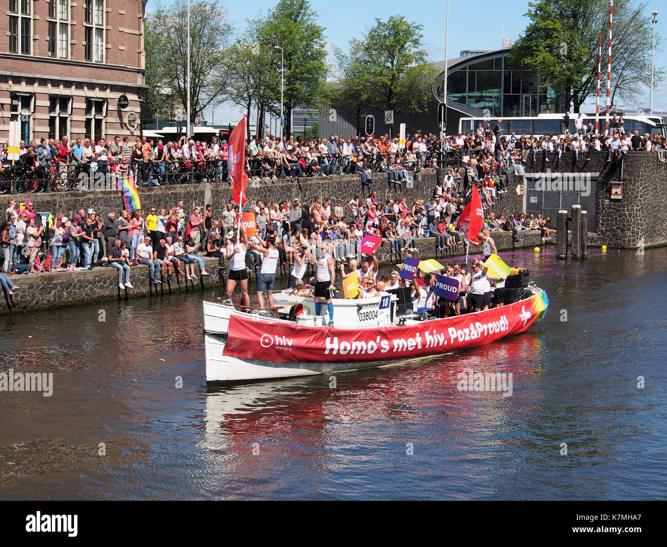 The image shows Boat 18 from the 2017 Canal Parade in Amsterdam, a ...