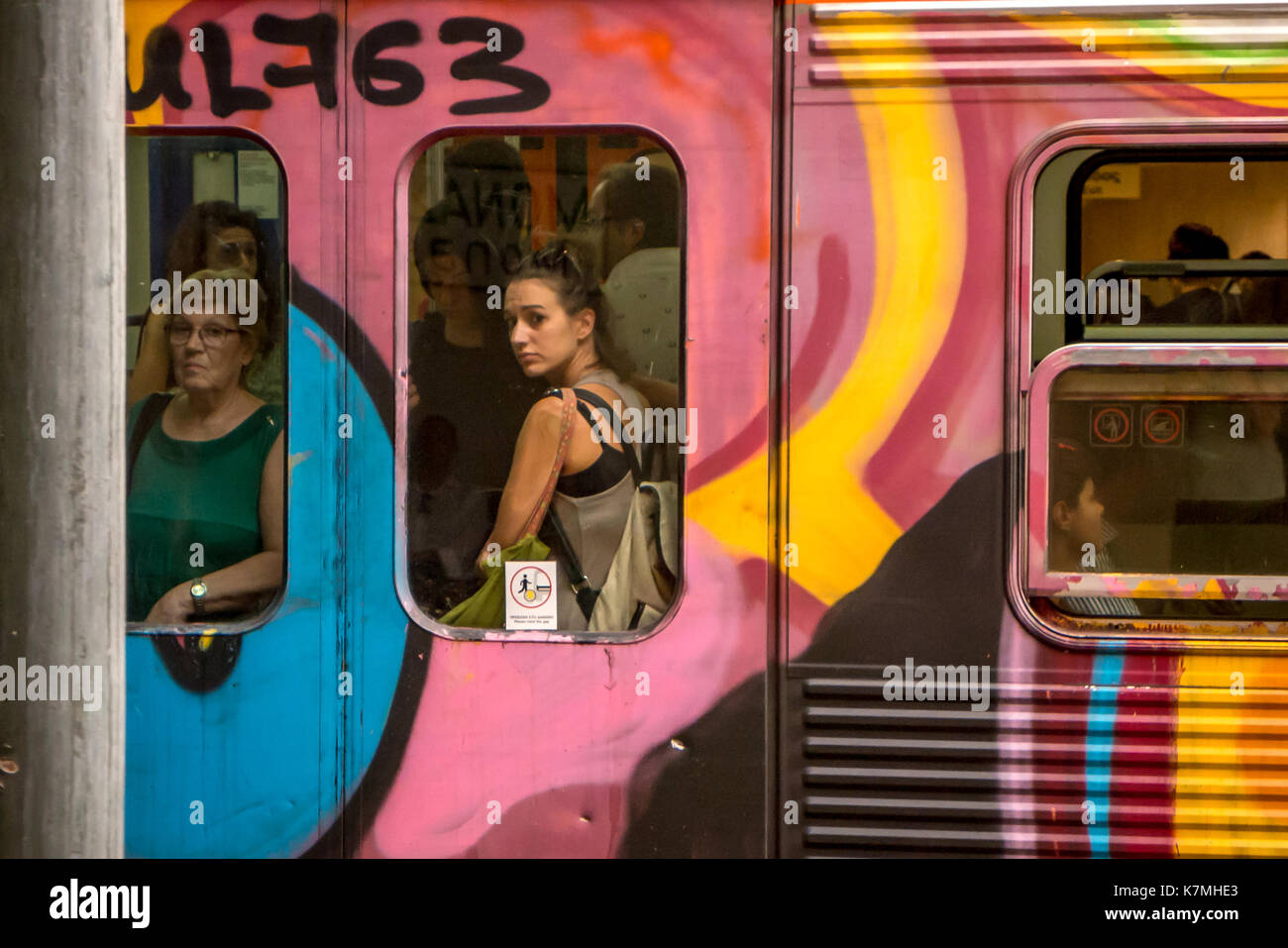 On the metro system in Athens, Greece Stock Photo - Alamy