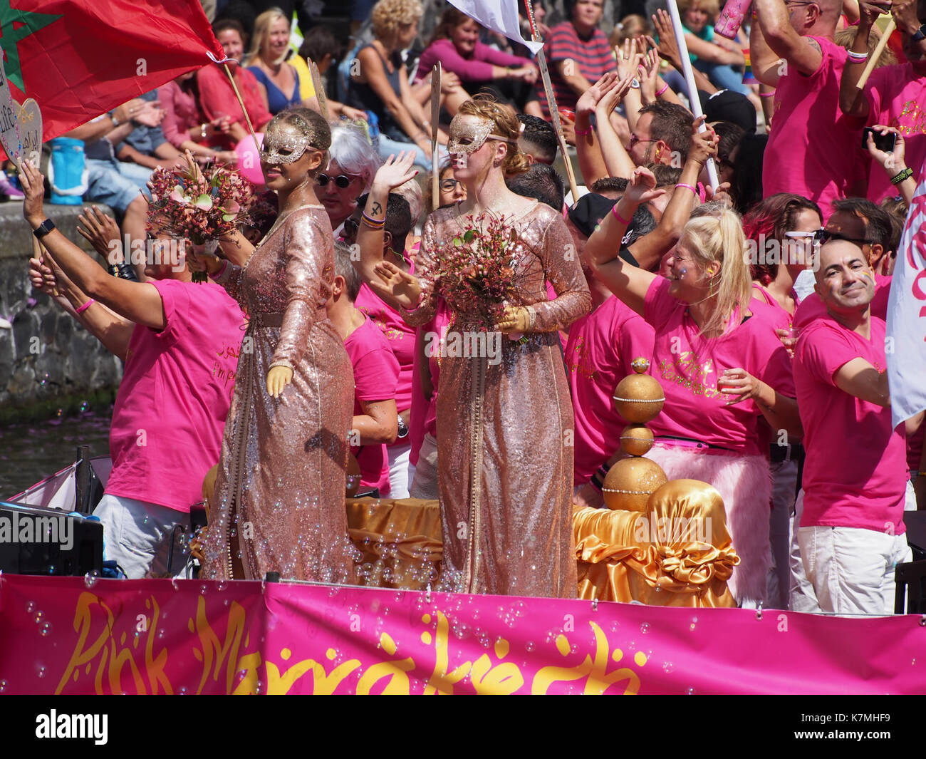 A photograph from the 2017 Canal Parade in Amsterdam, showing Boat 22 ...