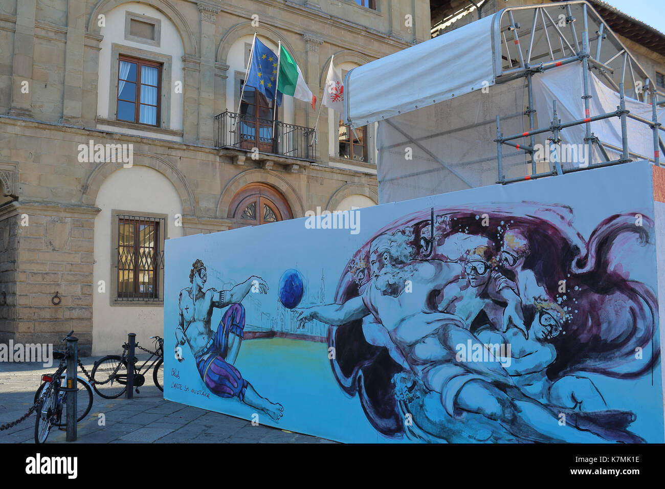 Michelangelo creation of adam graffiti hi-res stock photography and ...