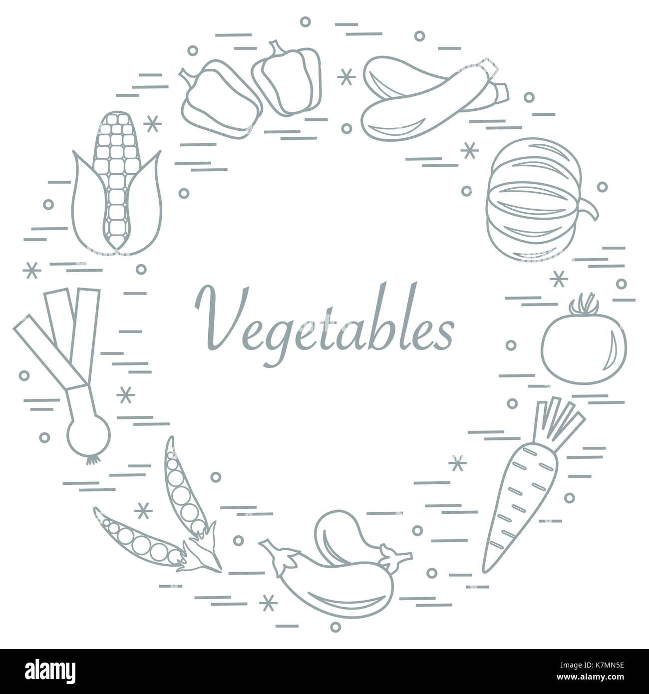 Cute vector illustration of different autumn seasonal vegetables ...
