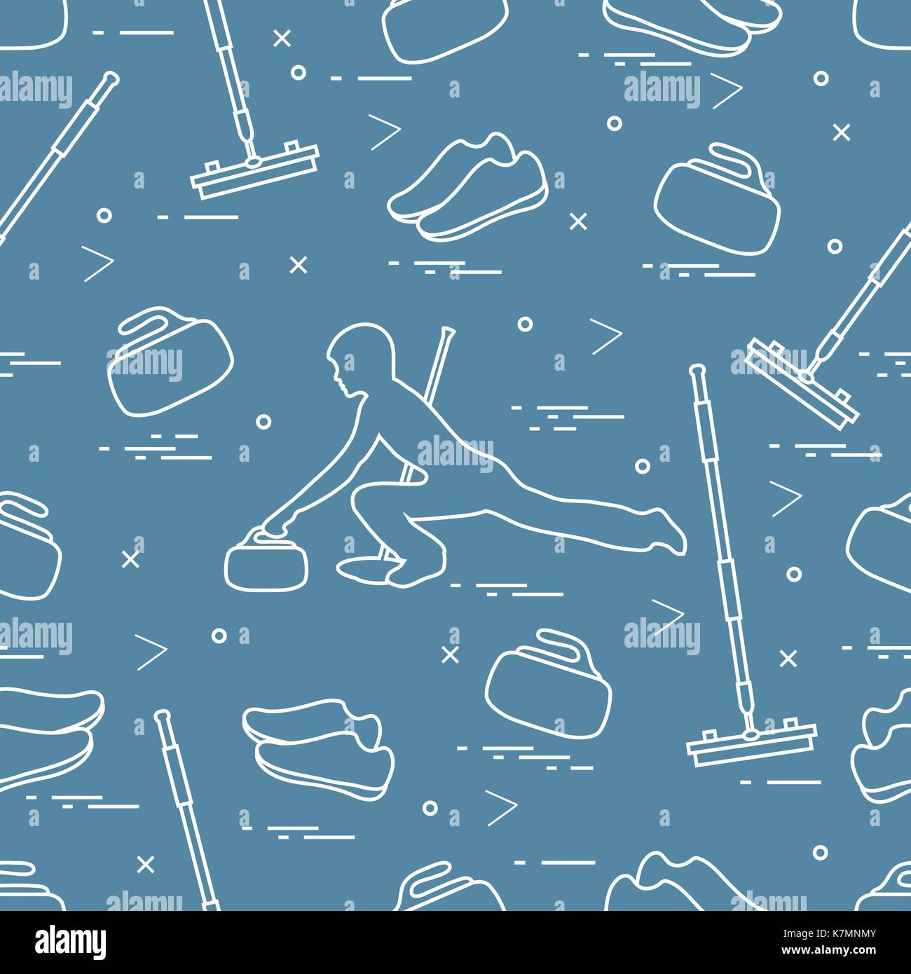 Vector pattern of different objects curling sport. Including: shoes ...