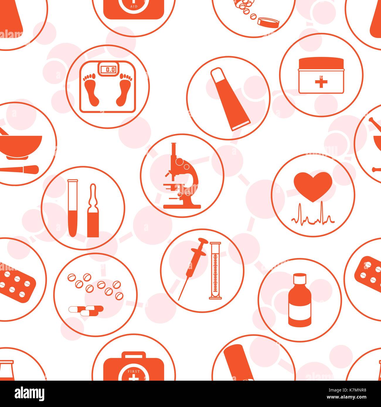 Seamless pattern of various medical devices and drugs first aid kit ...