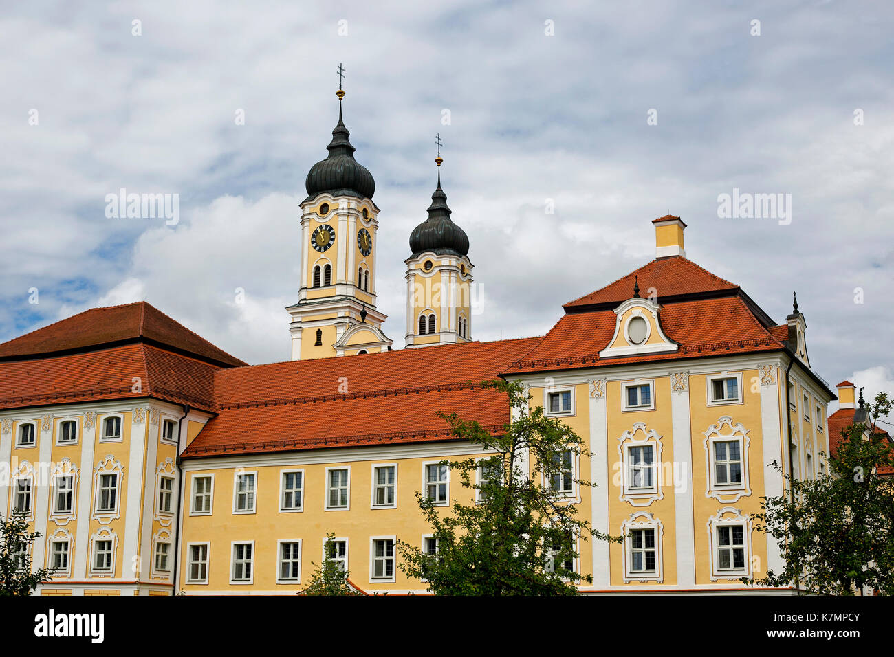 The exterior of the church at Kloster Roggenburg, New Ulm, Bavaria ...