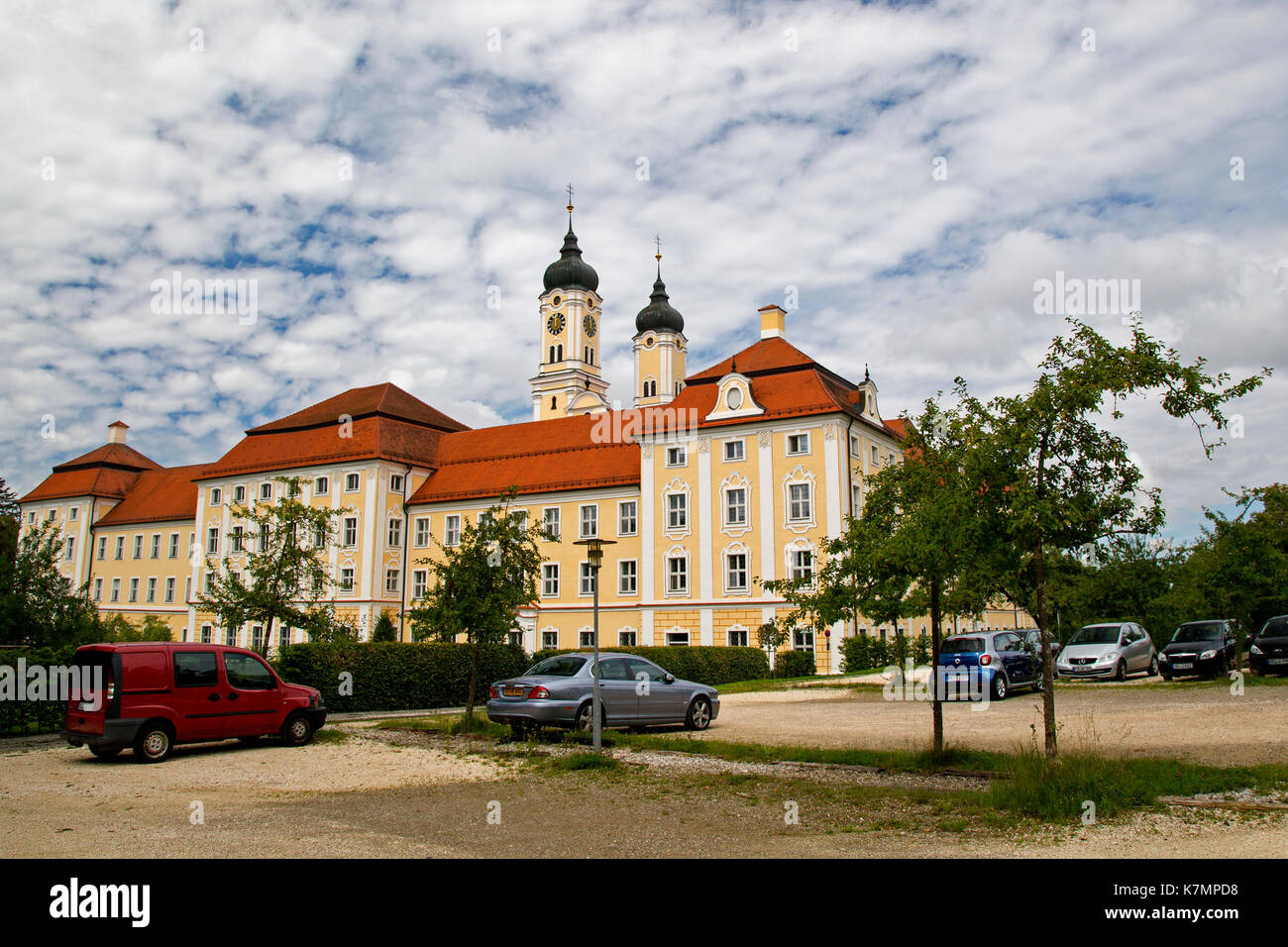 The exterior of the church at Kloster Roggenburg, New Ulm, Bavaria ...