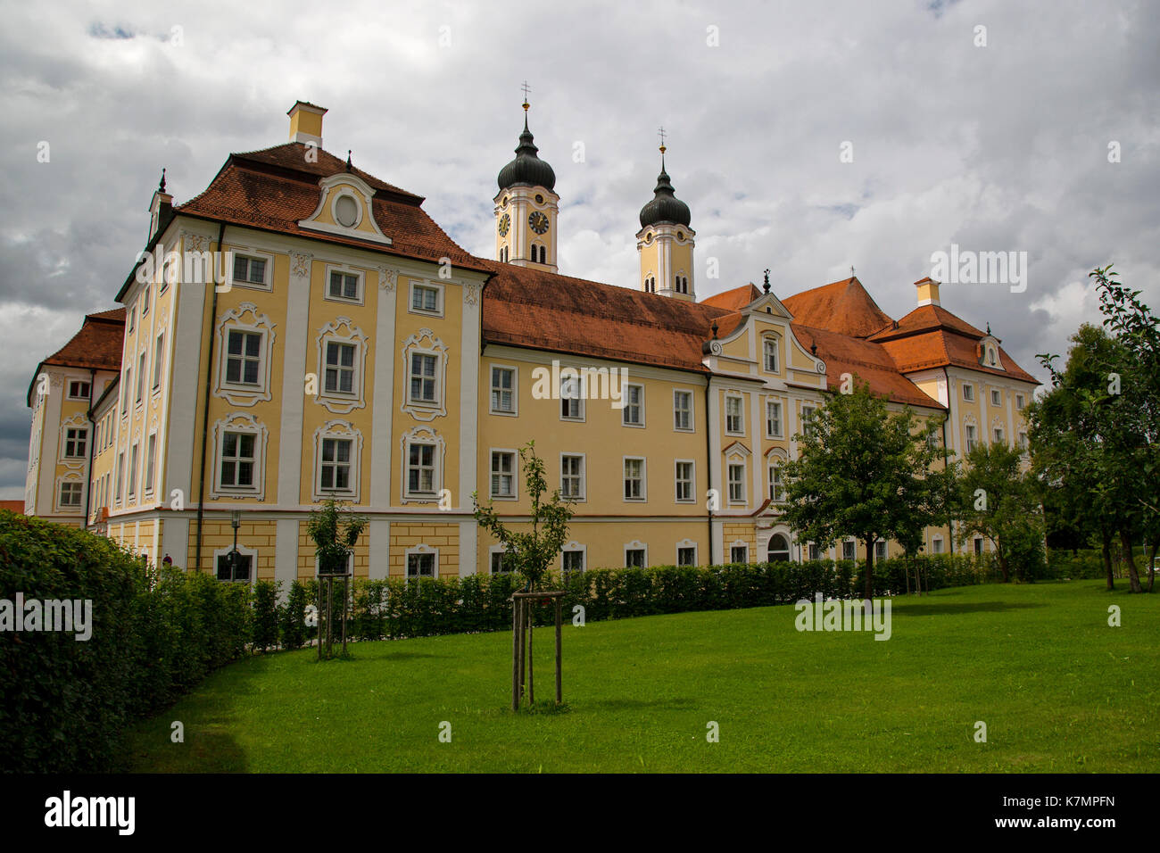 The exterior of the church at Kloster Roggenburg, New Ulm, Bavaria ...