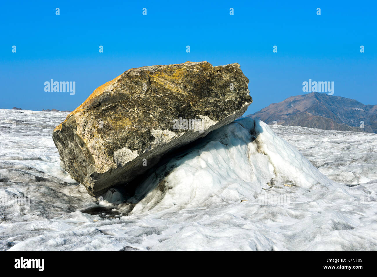 Glacier table on the Glacier du Tour, Chamonix, Savoy, France Stock ...