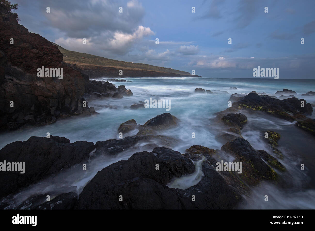 Coast with lava rock at the Ponta dos Capelinhos, Capelo, Island of ...