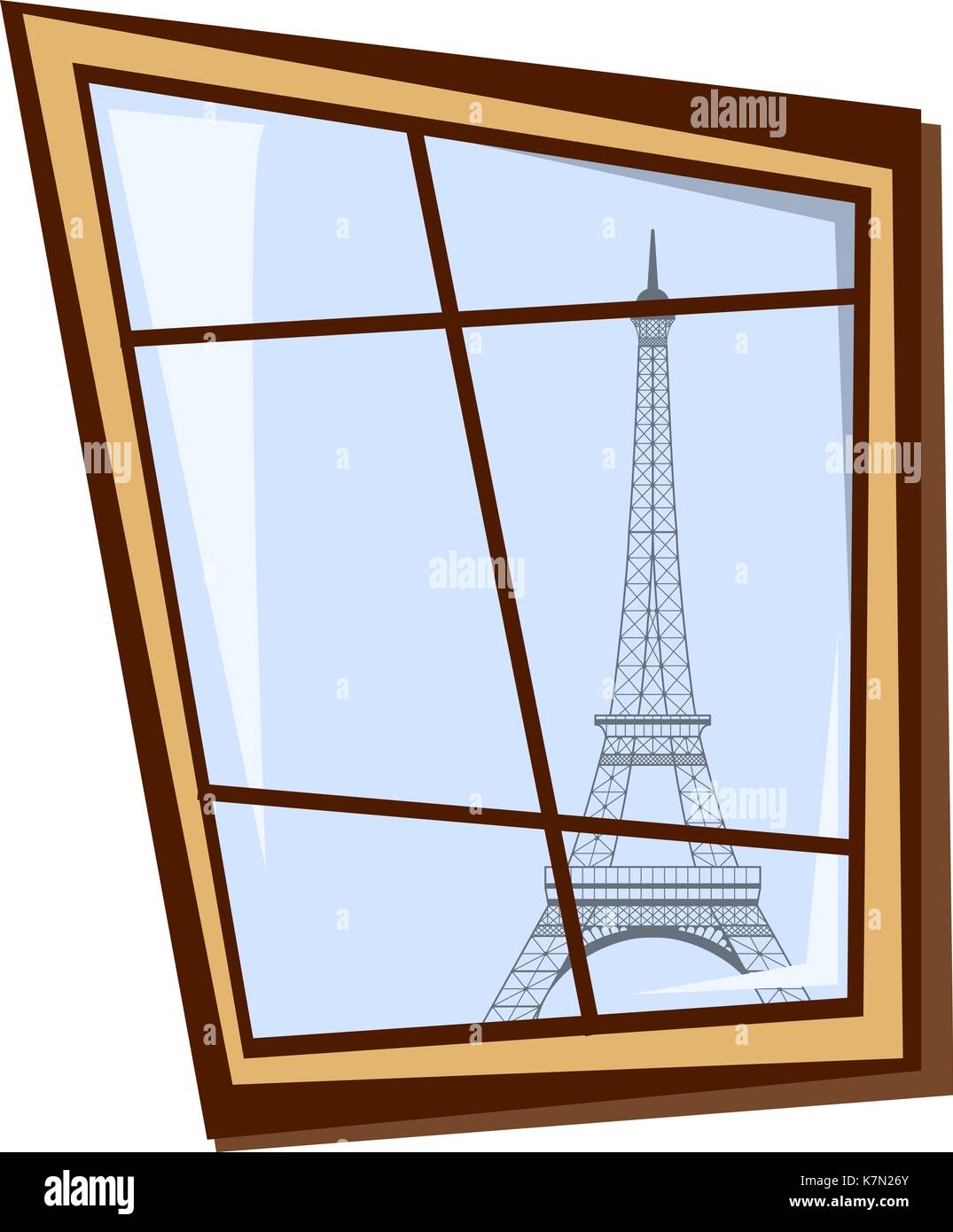 Window with view on Eiffel tower Stock Vector Image & Art - Alamy