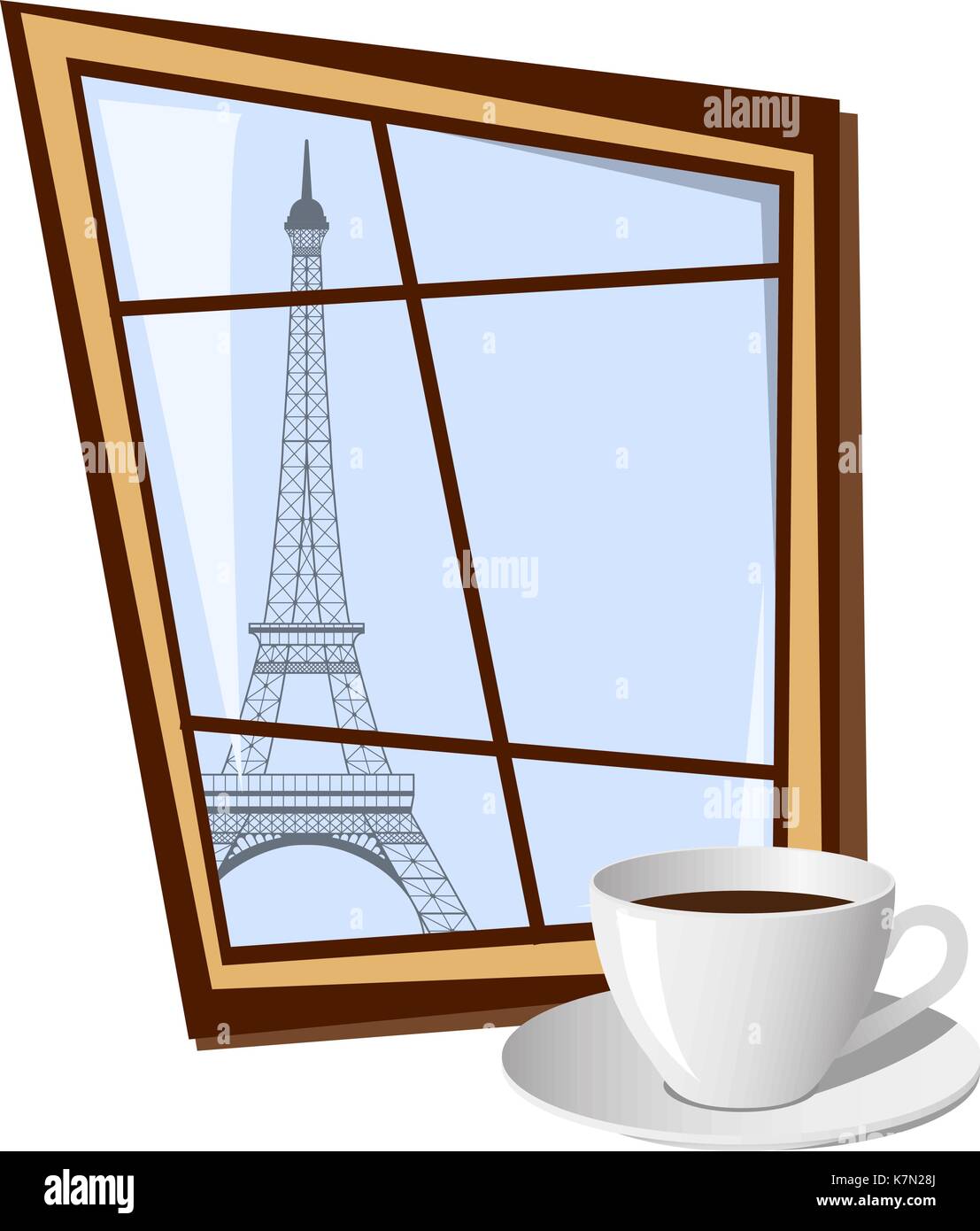 Window with view on Eiffel tower Stock Vector Image & Art - Alamy