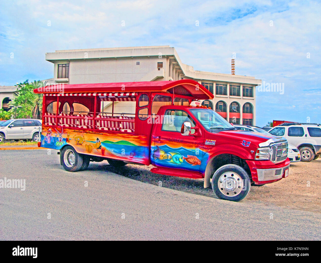 Roadtown, British Virgin Island, Tortola, Bus, Caribbean Stock Photo ...