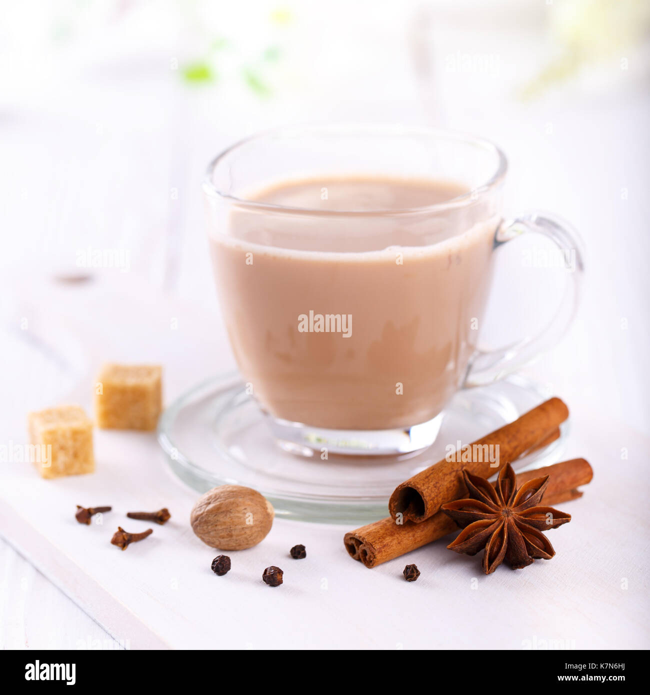 masala chai tea, traditional indian tea with milk and spices Stock ...