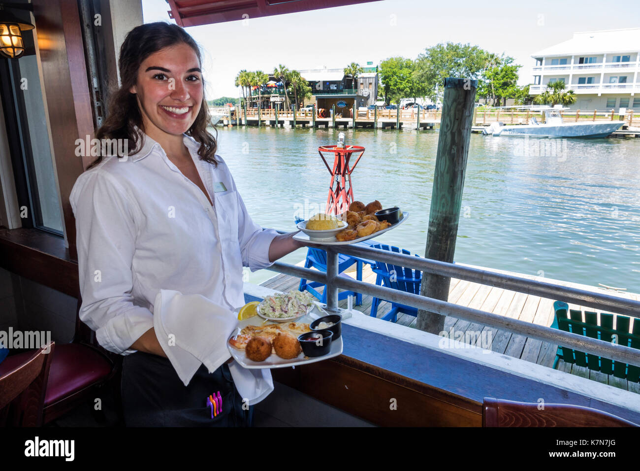 Female waitress server employee employees worker workers hi-res stock ...