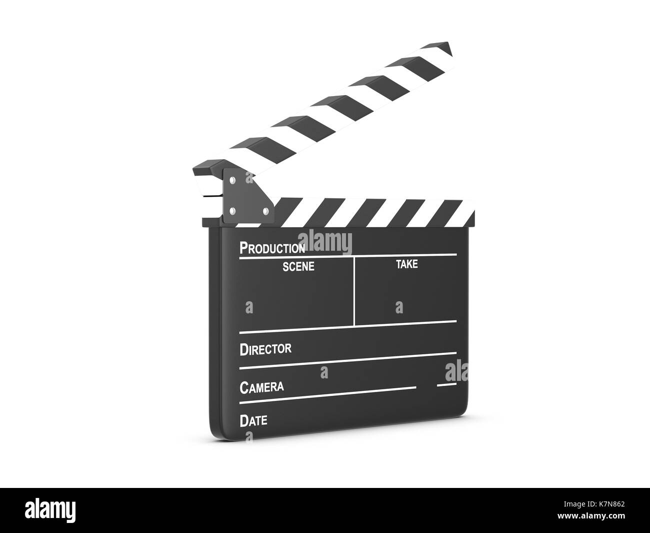 Clapper board on a white background. 3d illustration Stock Photo - Alamy