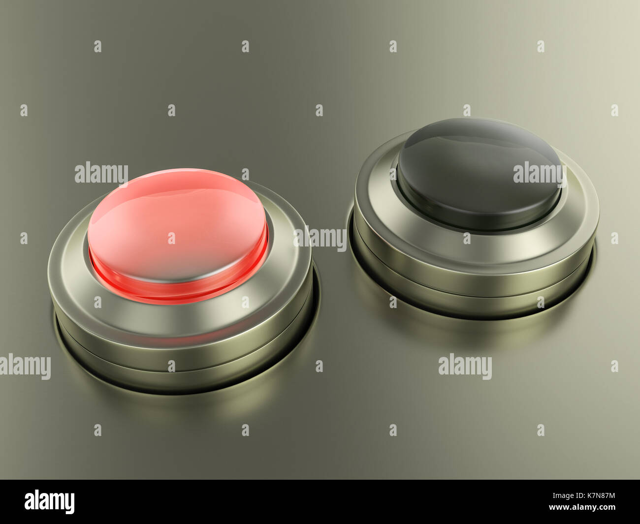 Stop knob button on grey background. 3D illustration Stock Photo - Alamy