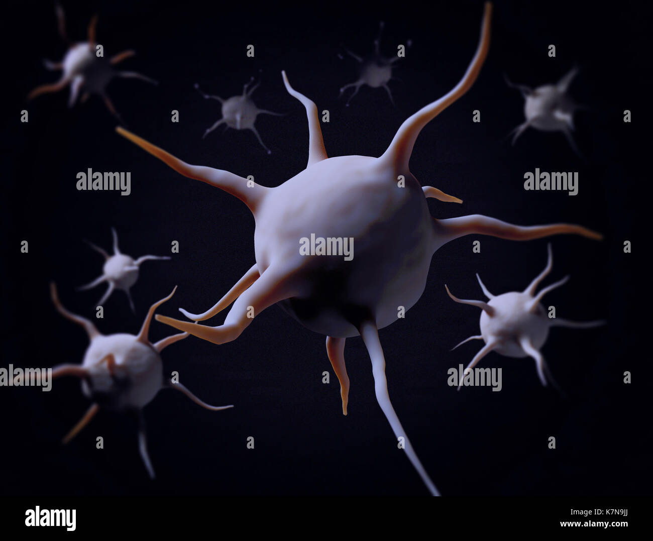 Virus cells 3d render science background Stock Photo - Alamy