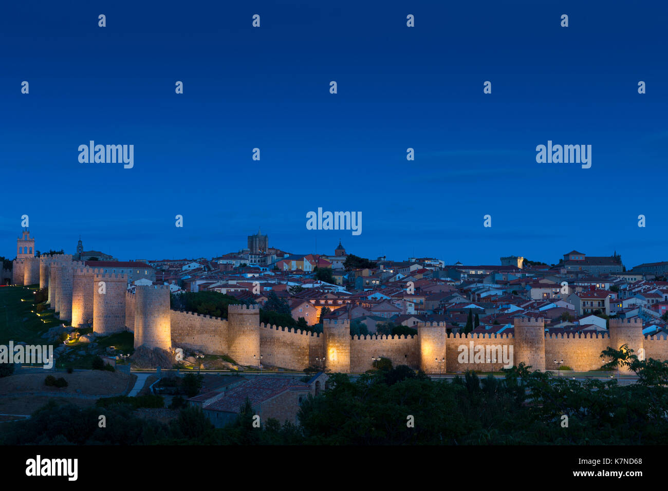 Famous old town of Avila with Extra-Muros churches and medieval city ...