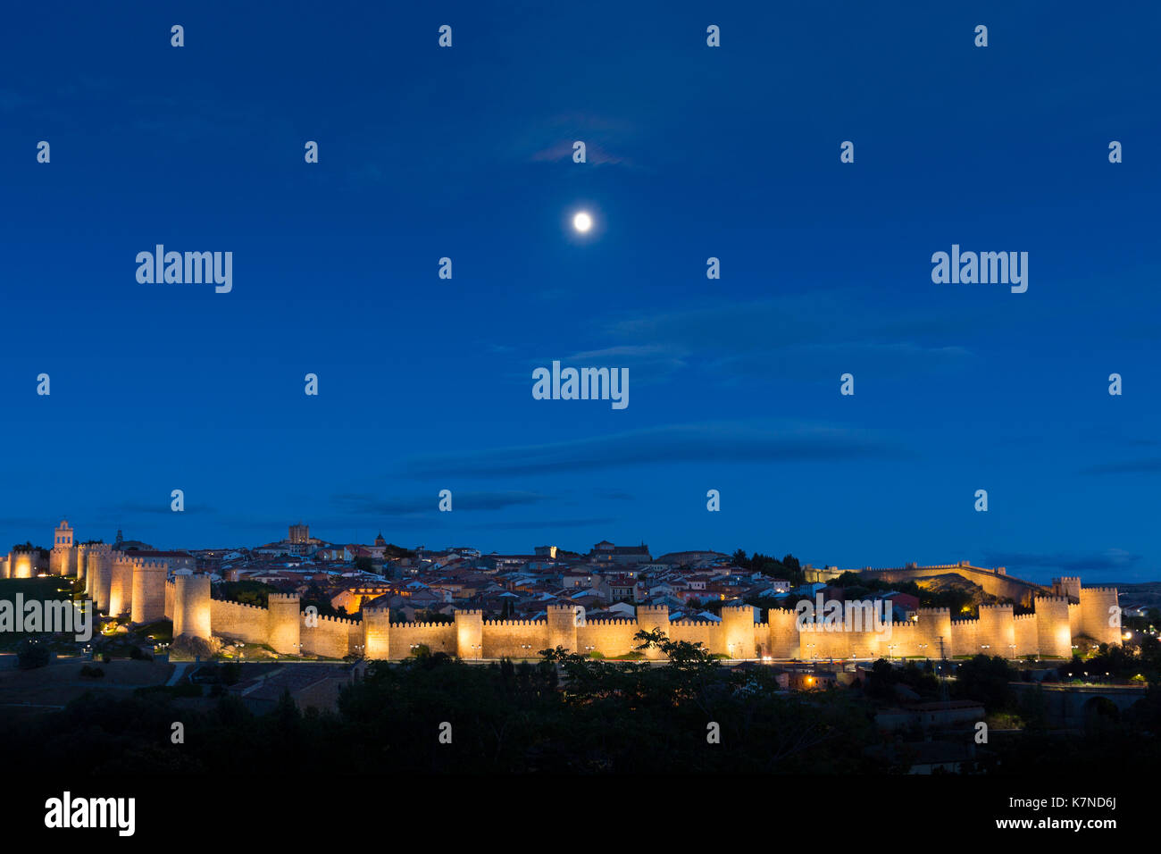 Famous old town of Avila with Extra-Muros churches and medieval city ...