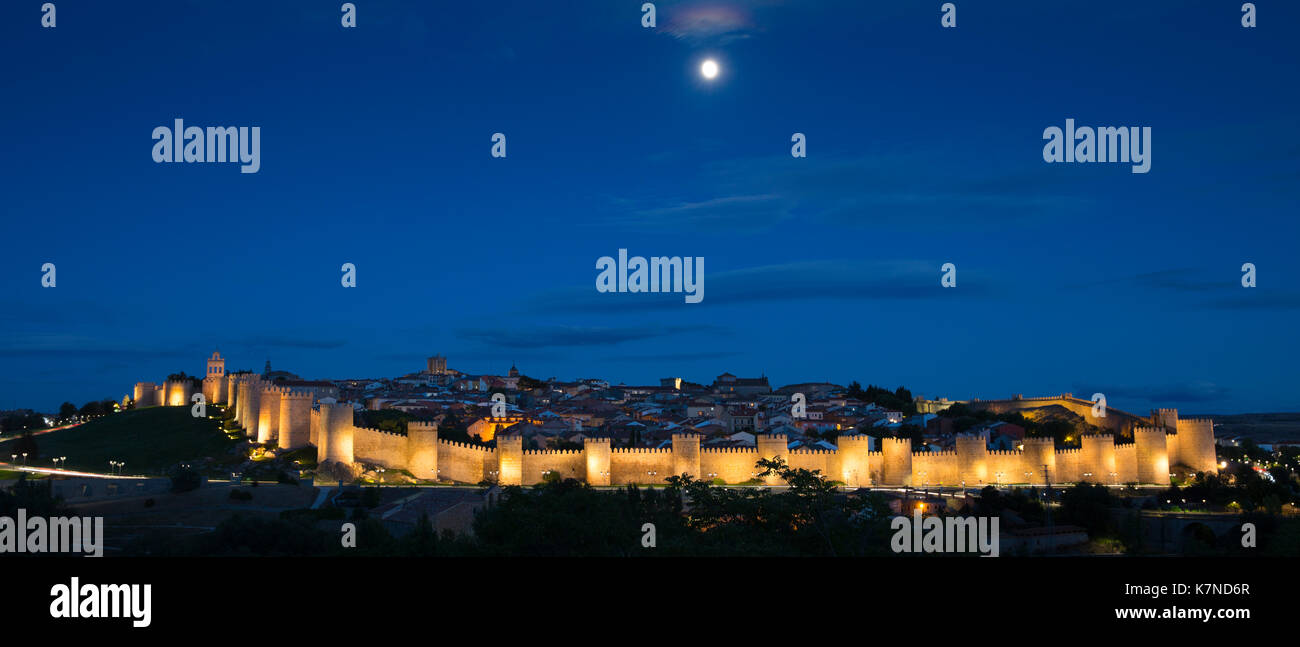 Famous old town of Avila with Extra-Muros churches and medieval city ...