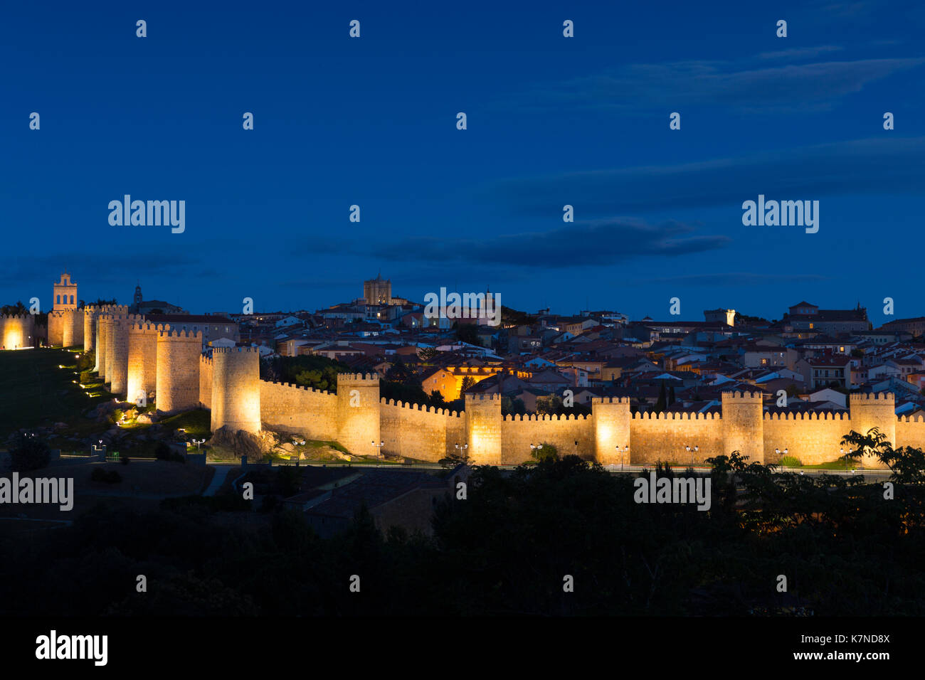 Famous old town of Avila with Extra-Muros churches and medieval city ...