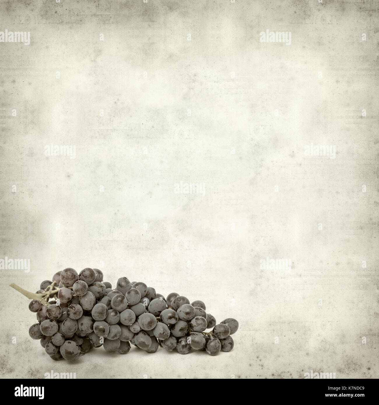 textured old paper background with bunch of dark grapes Stock Photo - Alamy