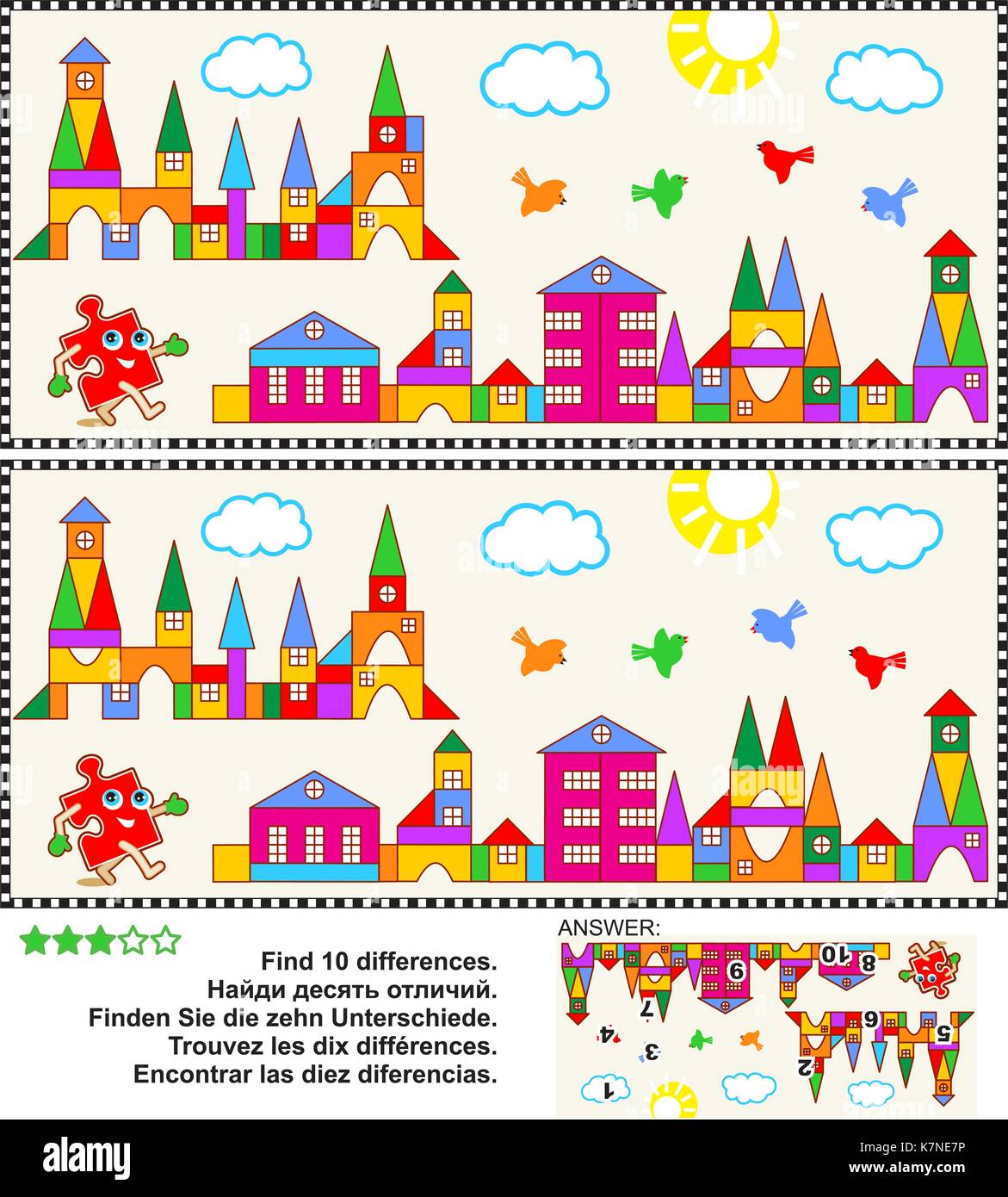 Picture puzzle: Find the ten differences between the two pictures of ...