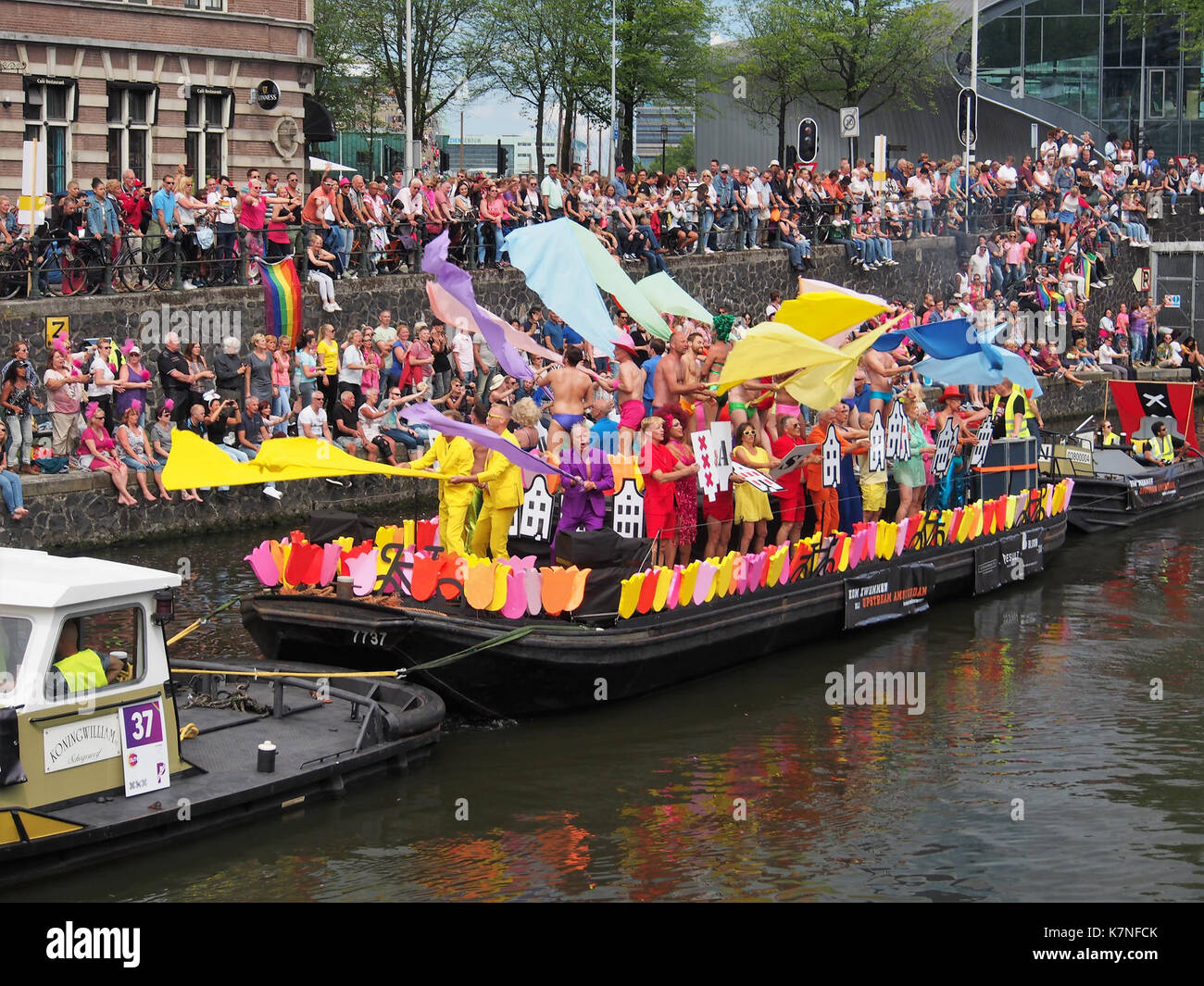 The image shows Boat 37 participating in the Canal Parade in Amsterdam ...