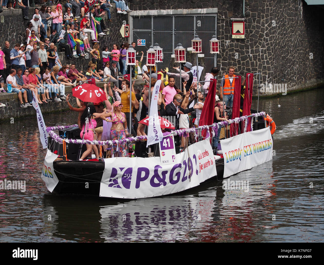 A photograph of Boat 41 P&G292 at the Canal Parade in Amsterdam, 2017 ...