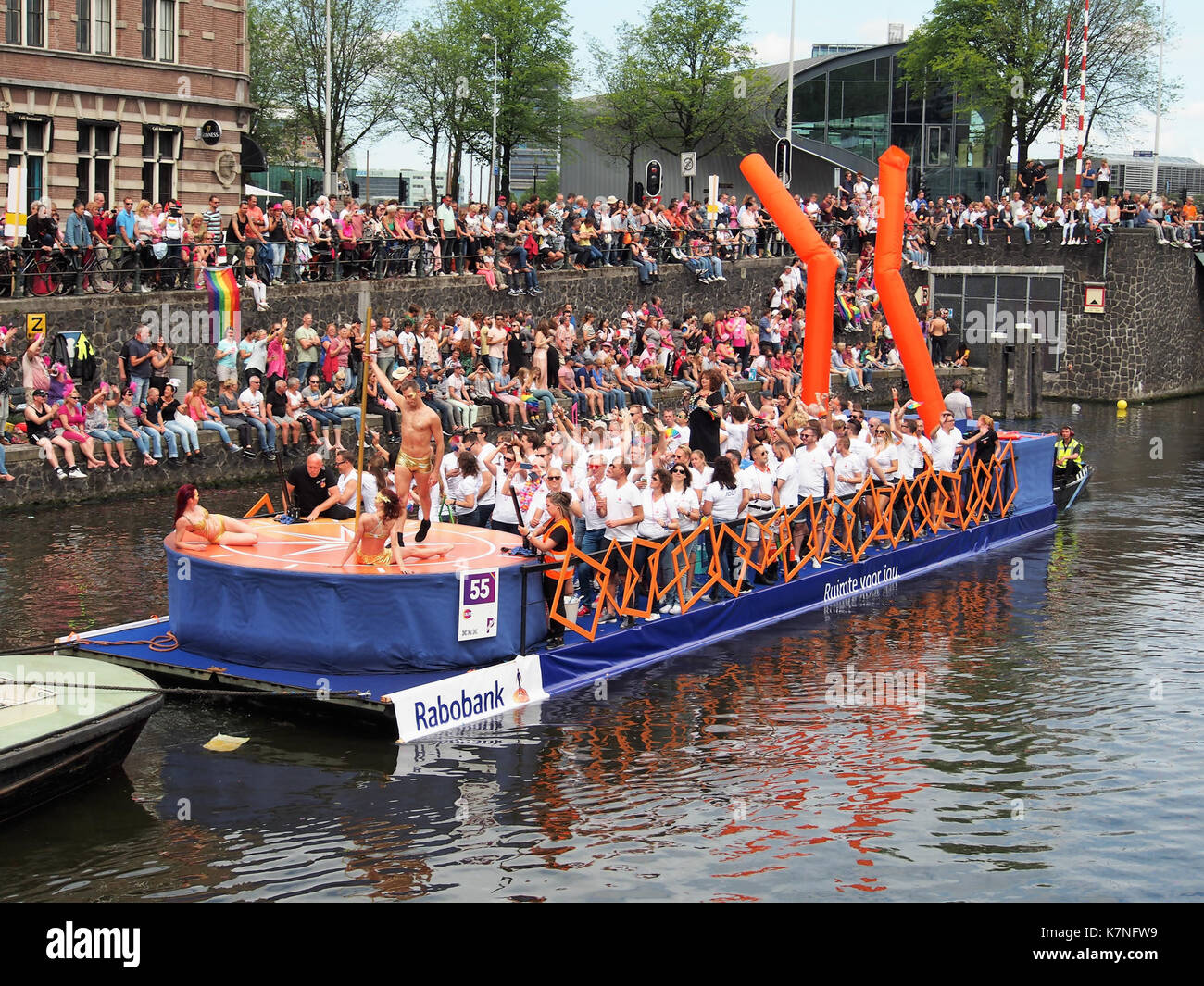 The image captures Boat 55, named 'Rainbow,' during the 2017 Canal ...
