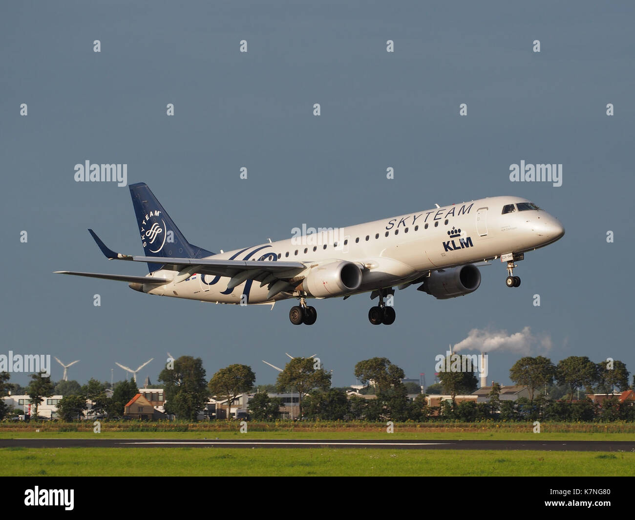 The image captures PH-EZX, an Embraer ERJ-190STD aircraft operated by ...