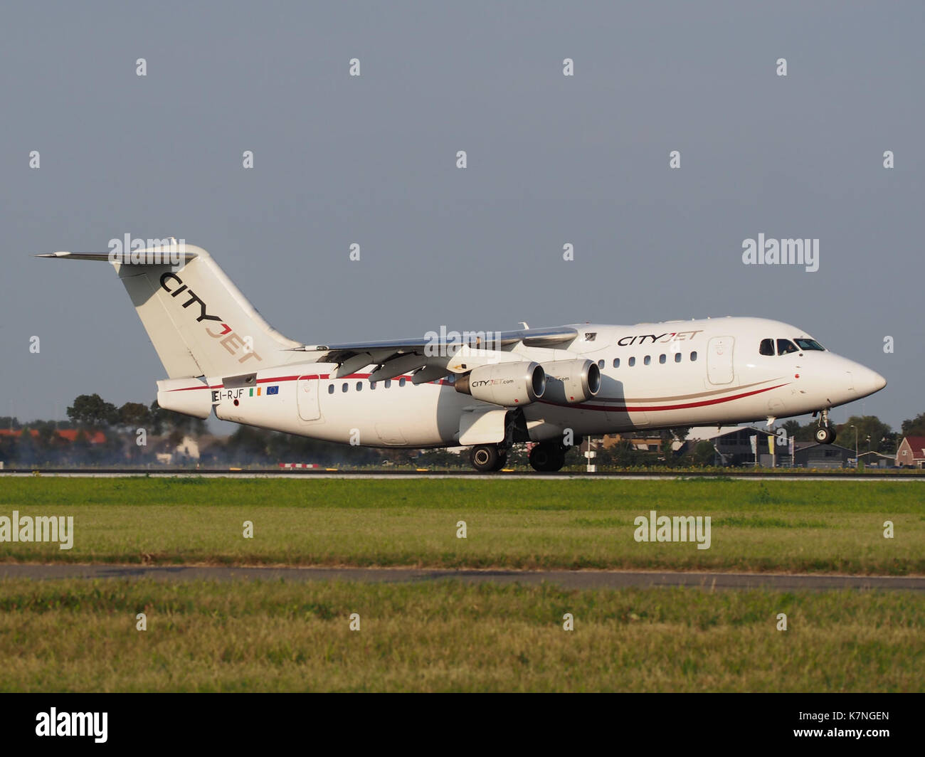 This image shows the British Aerospace Avro RJ85, EI-RJF, operated by ...