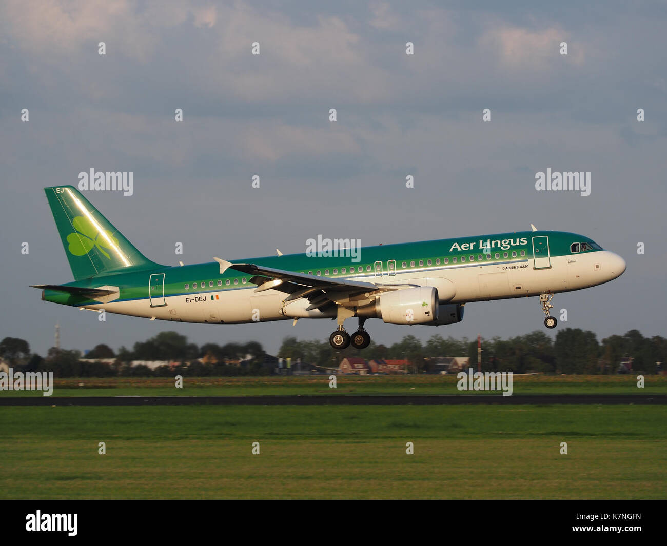 The Aer Lingus Airbus A320-214 (EI-DEJ) is captured during its landing ...
