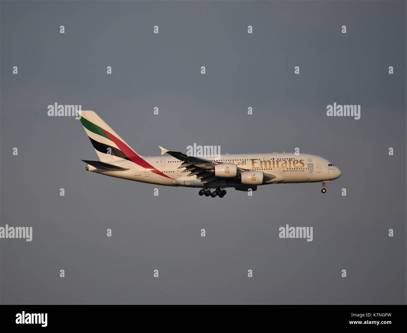 A6-EED Emirates Airbus A380-861 landing at Schiphol (EHAM-AMS) runway ...