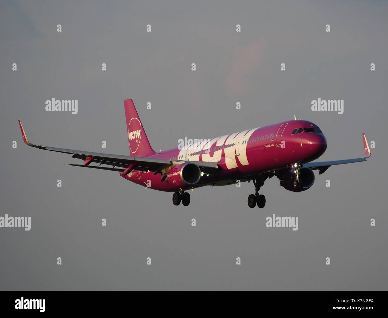 An Airbus A321-211(WL), operated by WOW air, is captured landing at ...