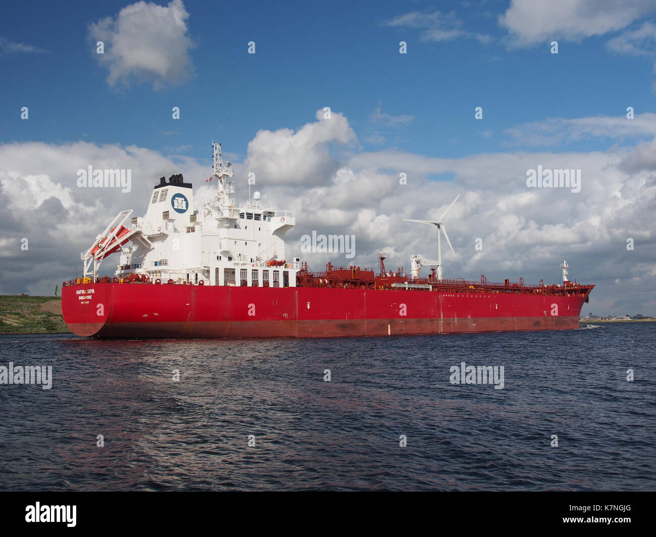 The Hafnia Soya, a 2015-built ship, is shown navigating the ...