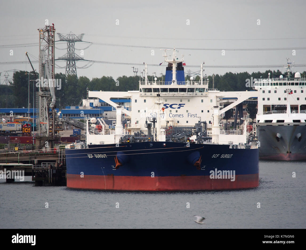 This image shows the SCF Surgut, a Russian oil tanker, at Beneluxhaven ...