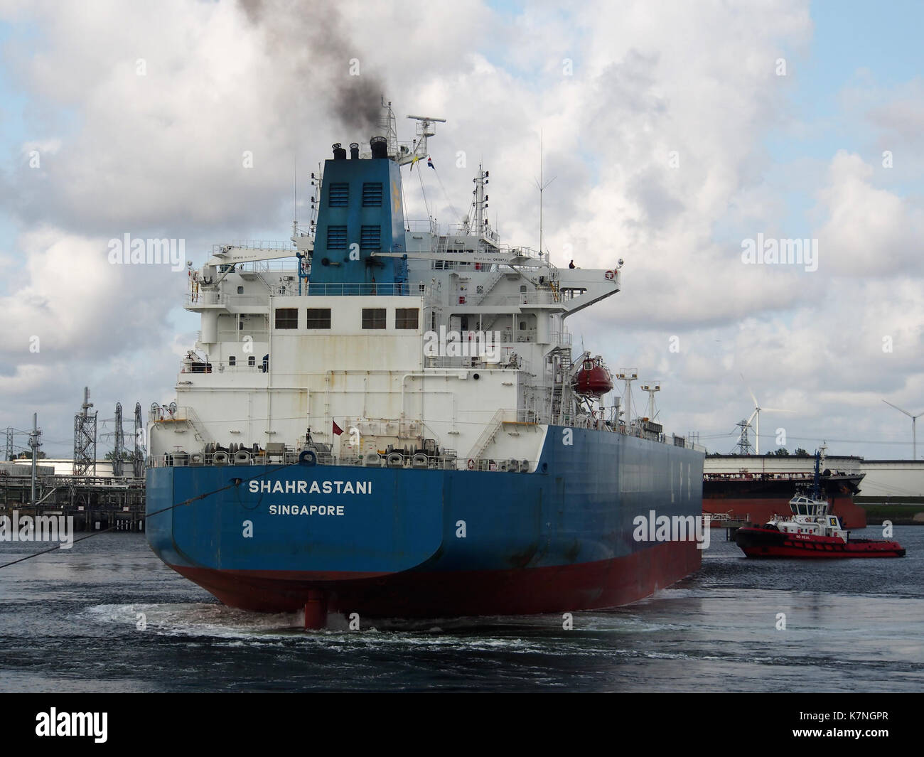 The image shows the Shahrastani, a ship launched in 2016, navigating ...