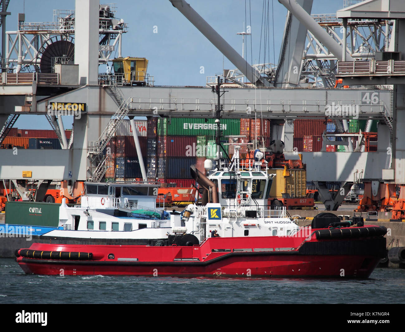 This image depicts the *Smit Hudson*, a tugboat active in 2008 at the ...
