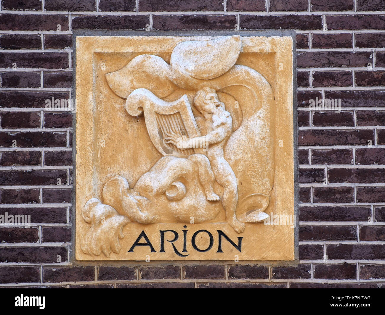 This photo captures the gevelsteen (facade stone) depicting Arion ...