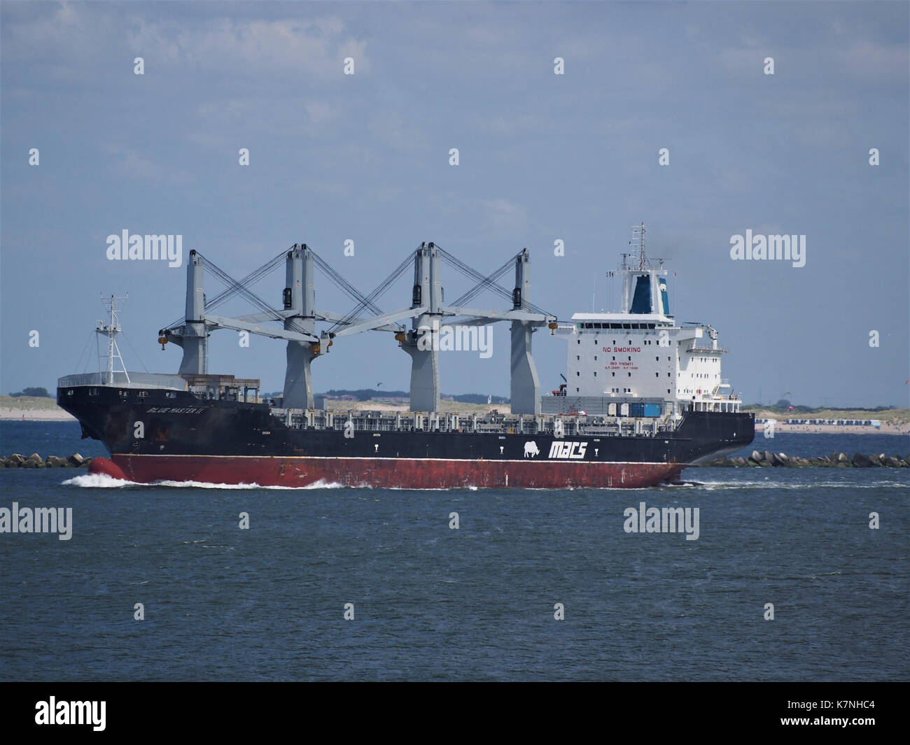 This photo shows the 'Blue Master II,' a modern vessel, departing from ...