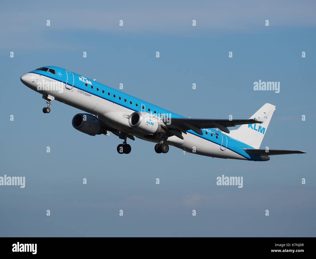 PH-EZT, a KLM Cityhopper Embraer ERJ-190STD, takes off from Schiphol ...