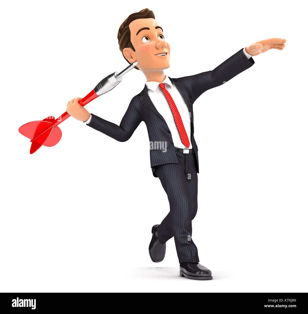 3d businessman throwing dart, illustration with isolated white ...