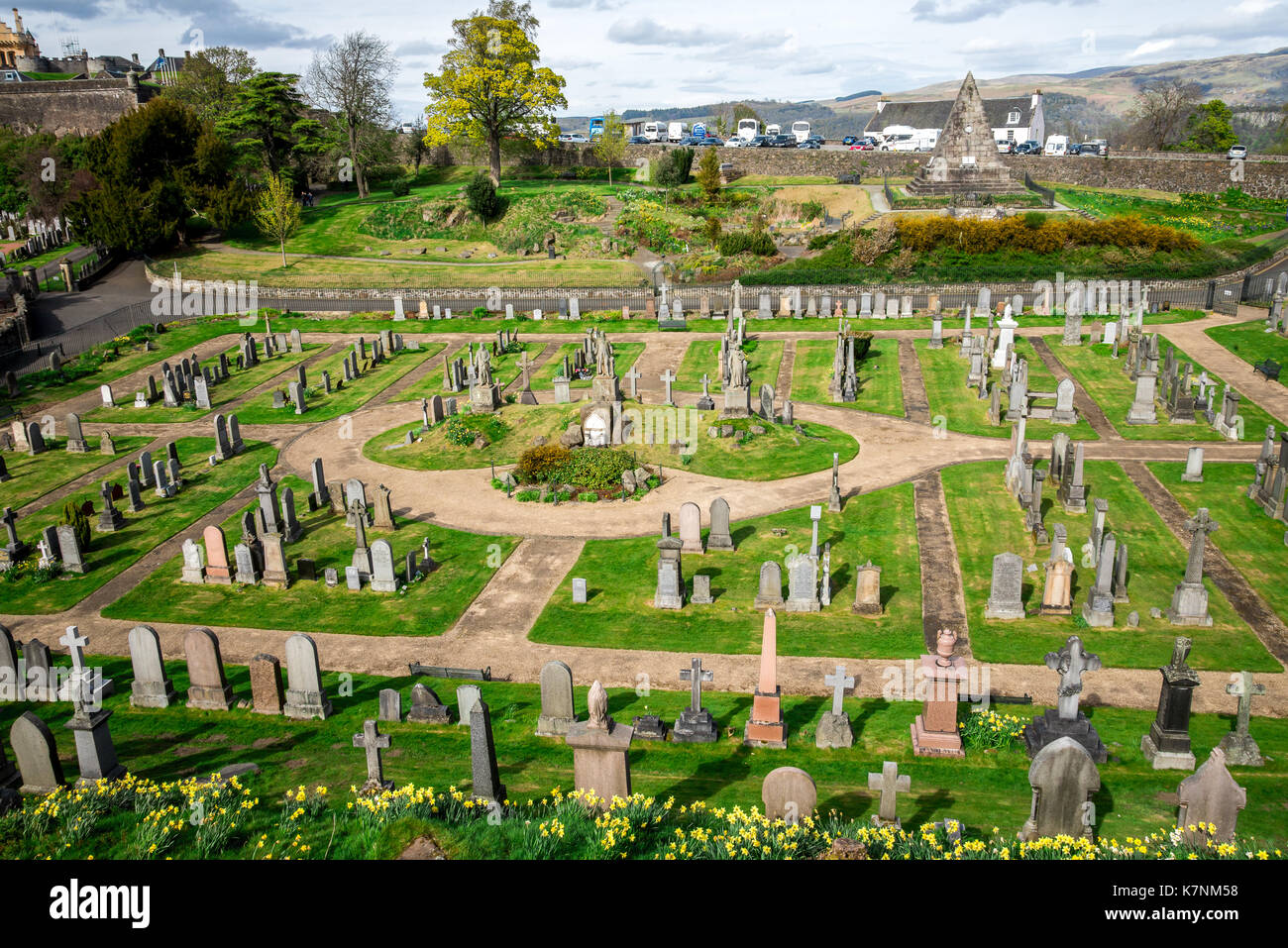 A view to the cemetery between Stirling Castle and Church of Holy Rude ...