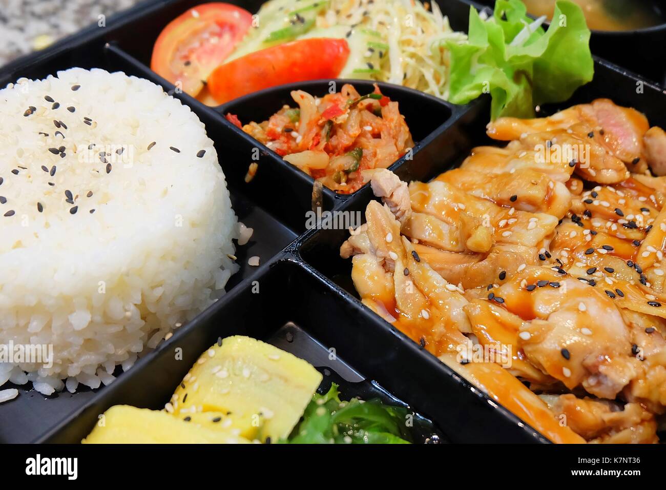 Traditional Japan Cuisine, Bento Box or Multi-Layered Box with Teriyaki ...