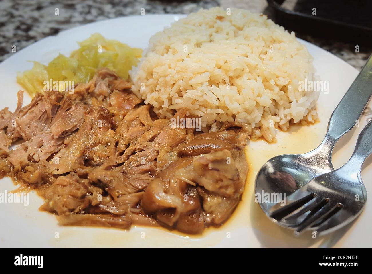 Chinese Cuisine, Traditional Pork Leg Stew with Five Spice on Rice ...