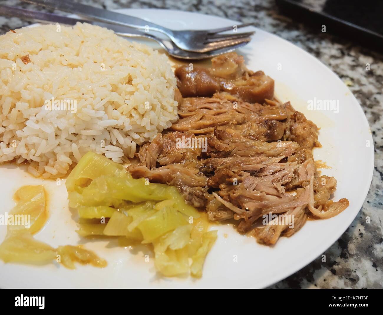 Chinese Cuisine, Traditional Pork Leg Stew with Five Spice on Rice ...