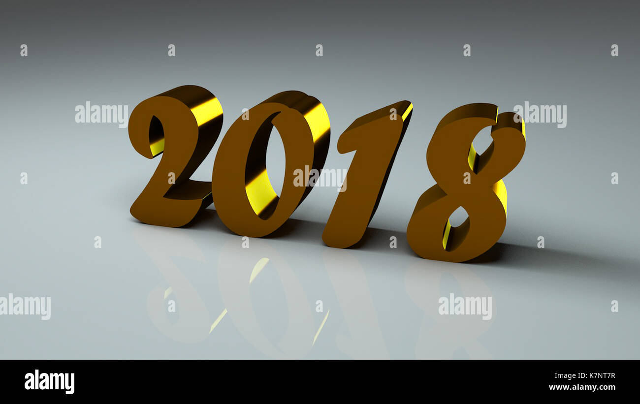 Abstract background with three-dimensional 2018 numbers. 3d rendering ...